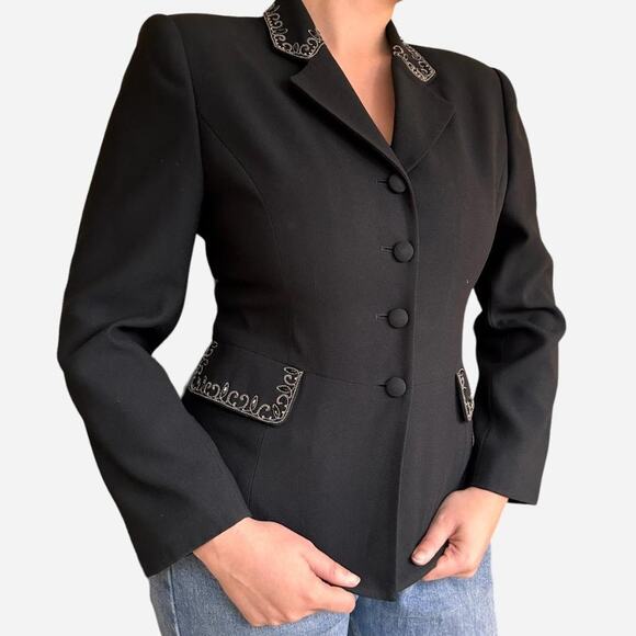 Kasper | Jackets & Coats | Vintage 8s Structured Tailored Black Blazer ...